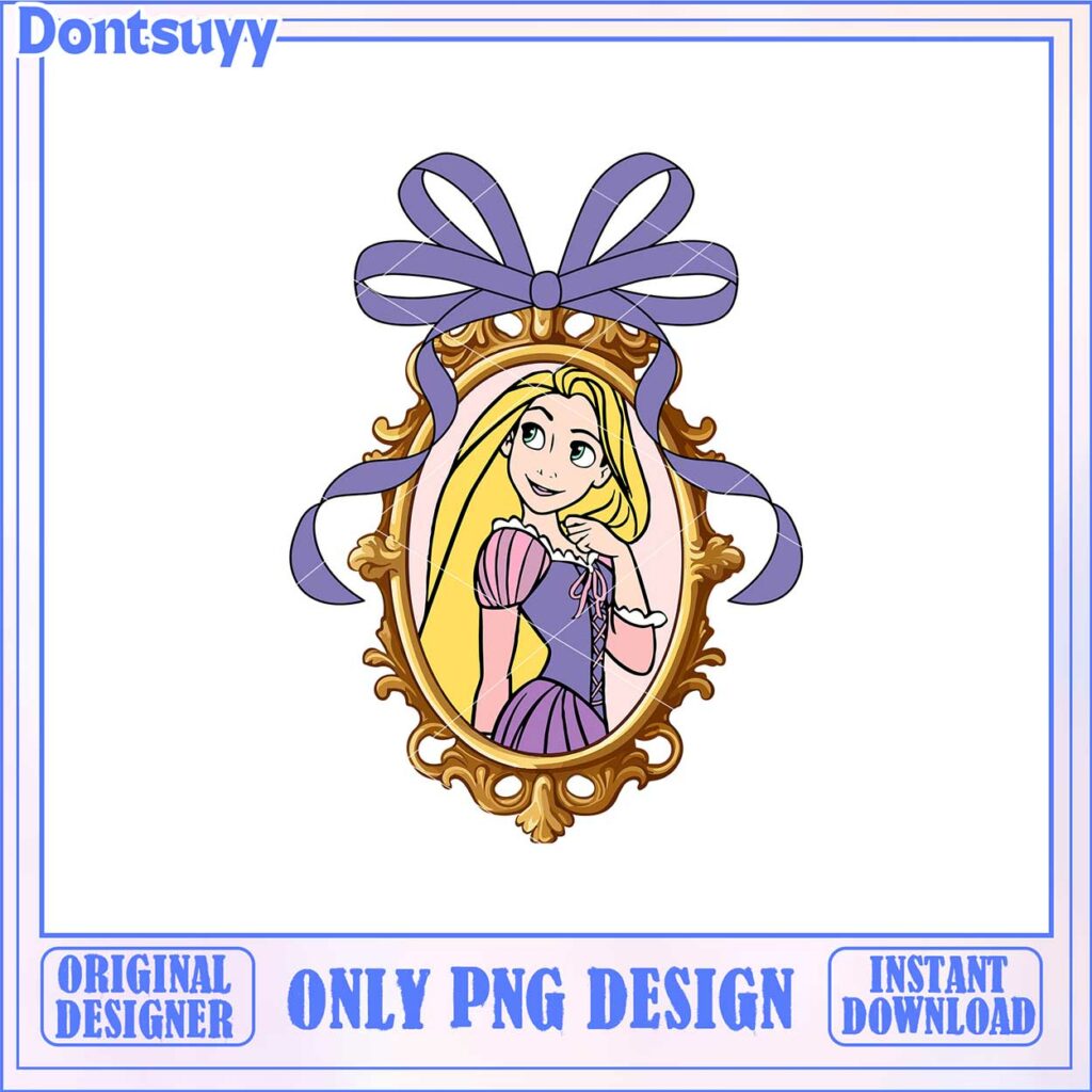 Rapunzel Cartoon Frame PNG Design for Instant Download Artwork - High ...