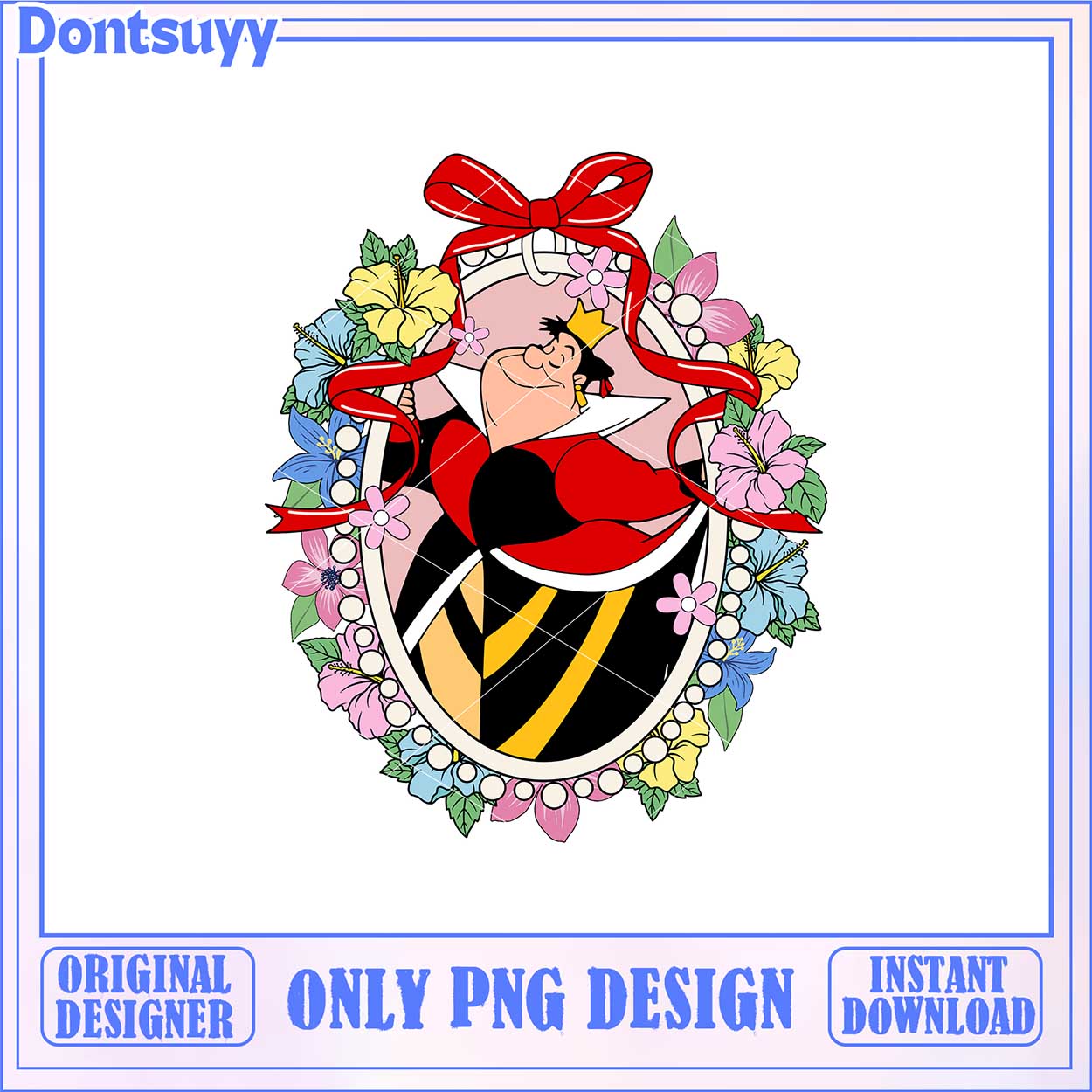 Queen of Hearts Floral PNG Art for Instant Download Design - High ...