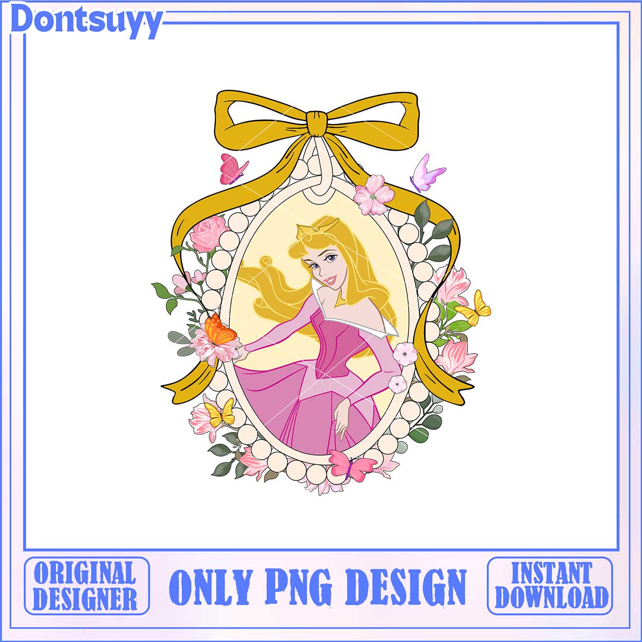 Princess Aurora Floral Frame PNG Design for Instant Download - High ...