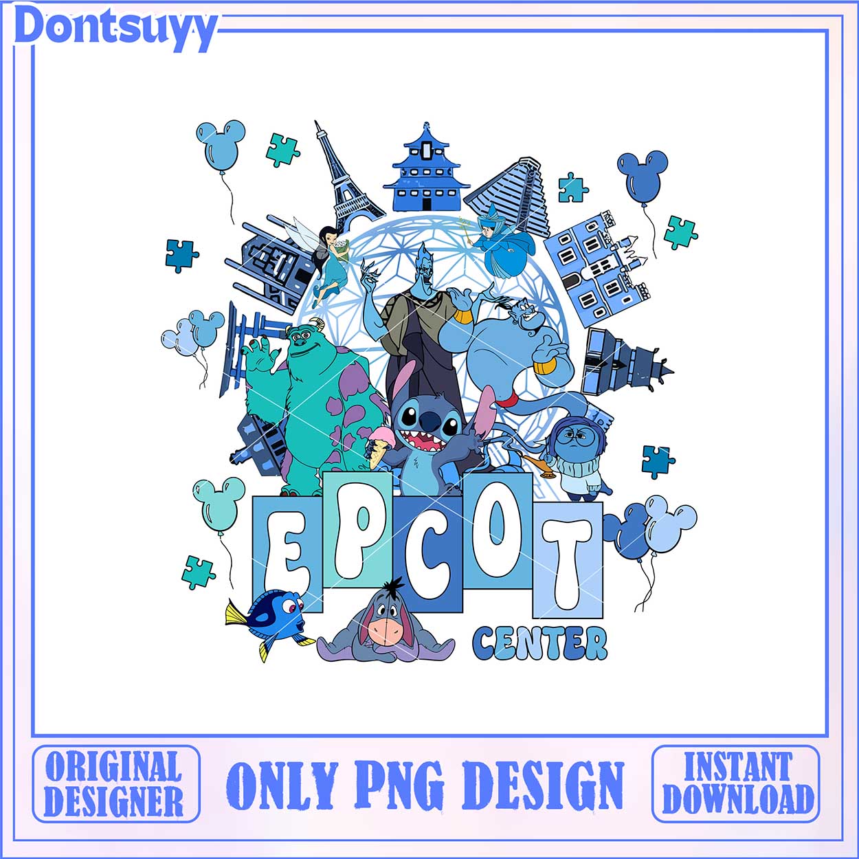 Epcot Center Cartoon Characters PNG Design for Instant Download - High ...