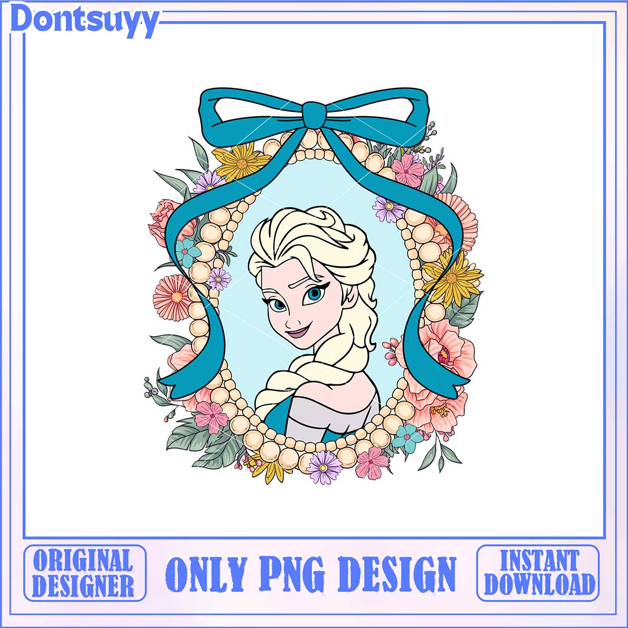 Elsa Floral Frame PNG Design for Instant Download Art Projects - High ...