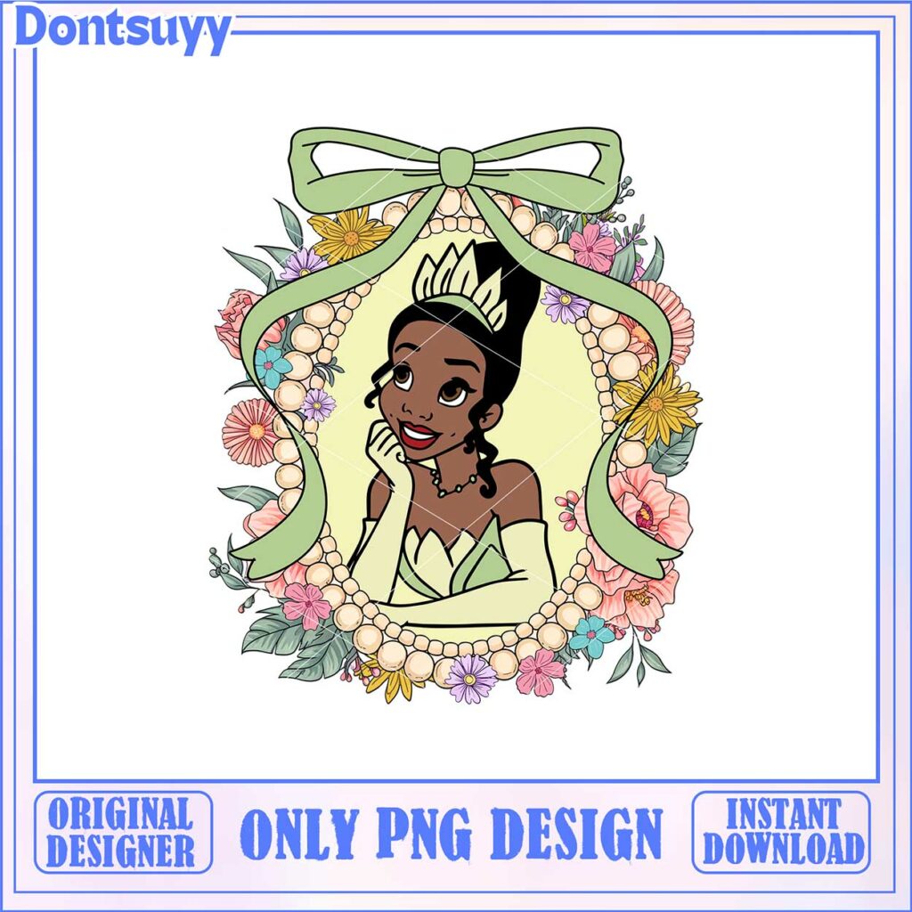 Elegant Princess PNG Design with Floral Frame for Instant Download ...