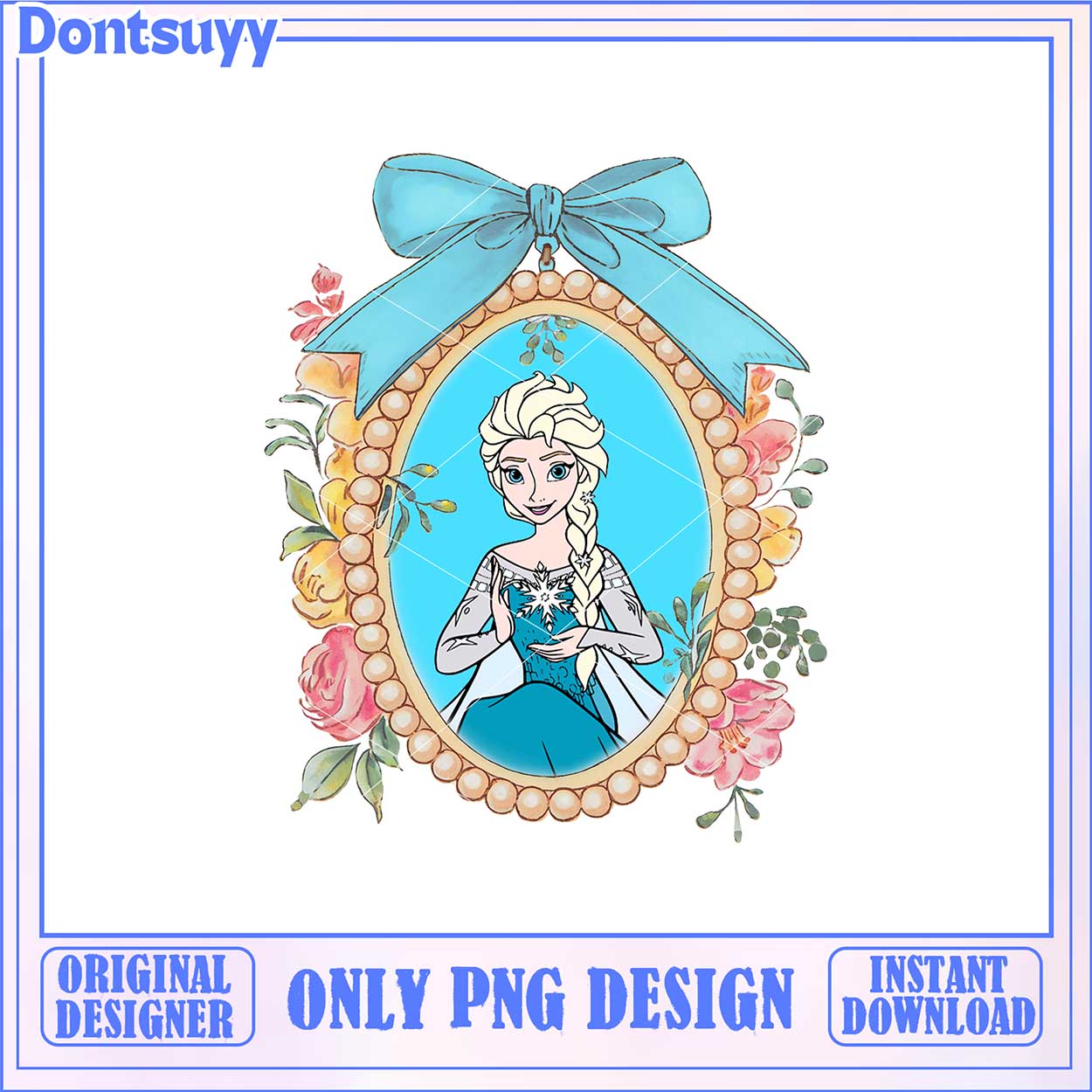 Elegant Elsa PNG Design for Instant Download Floral Frame Decor - High ...