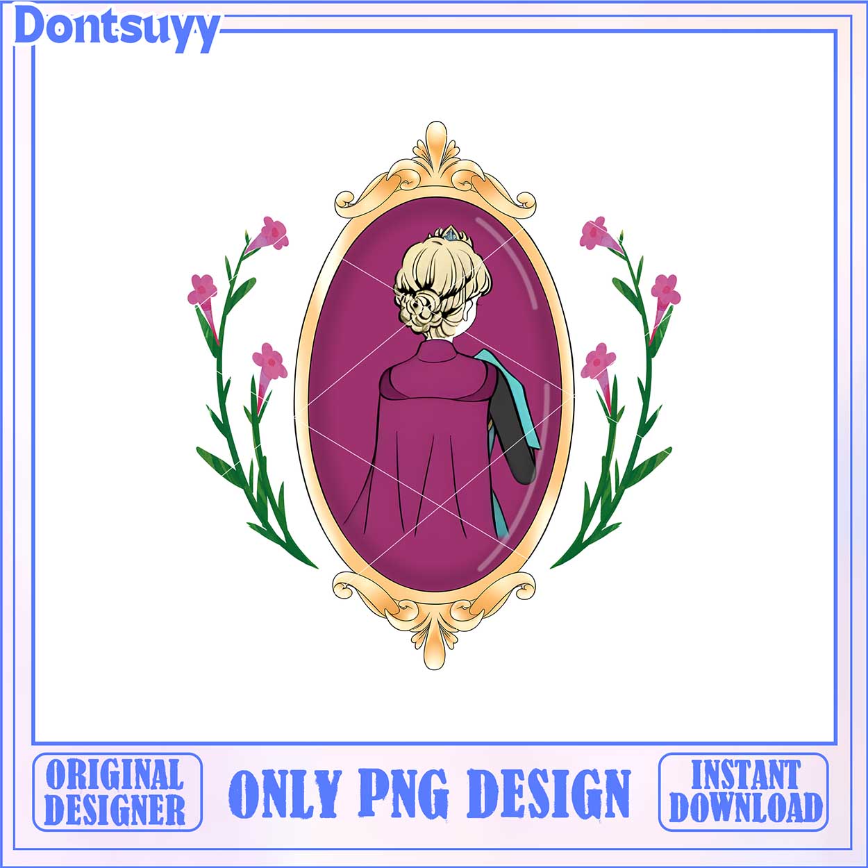 Elegant Character Design in Frame PNG for Instant Download Art - High ...