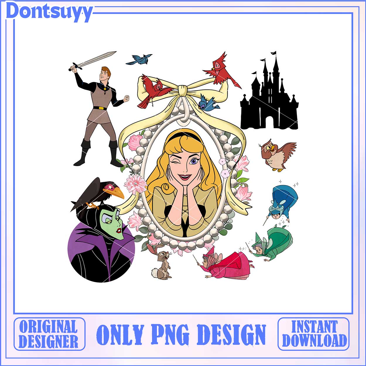 Disney Princess PNG Design with Fairy Tale Characters and Castle - High ...