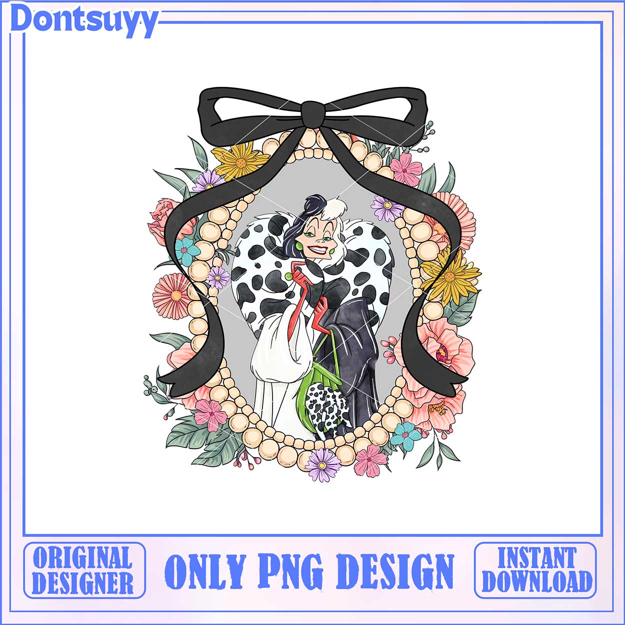 Cute Floral PNG Design with Unique Character for Instant Download ...