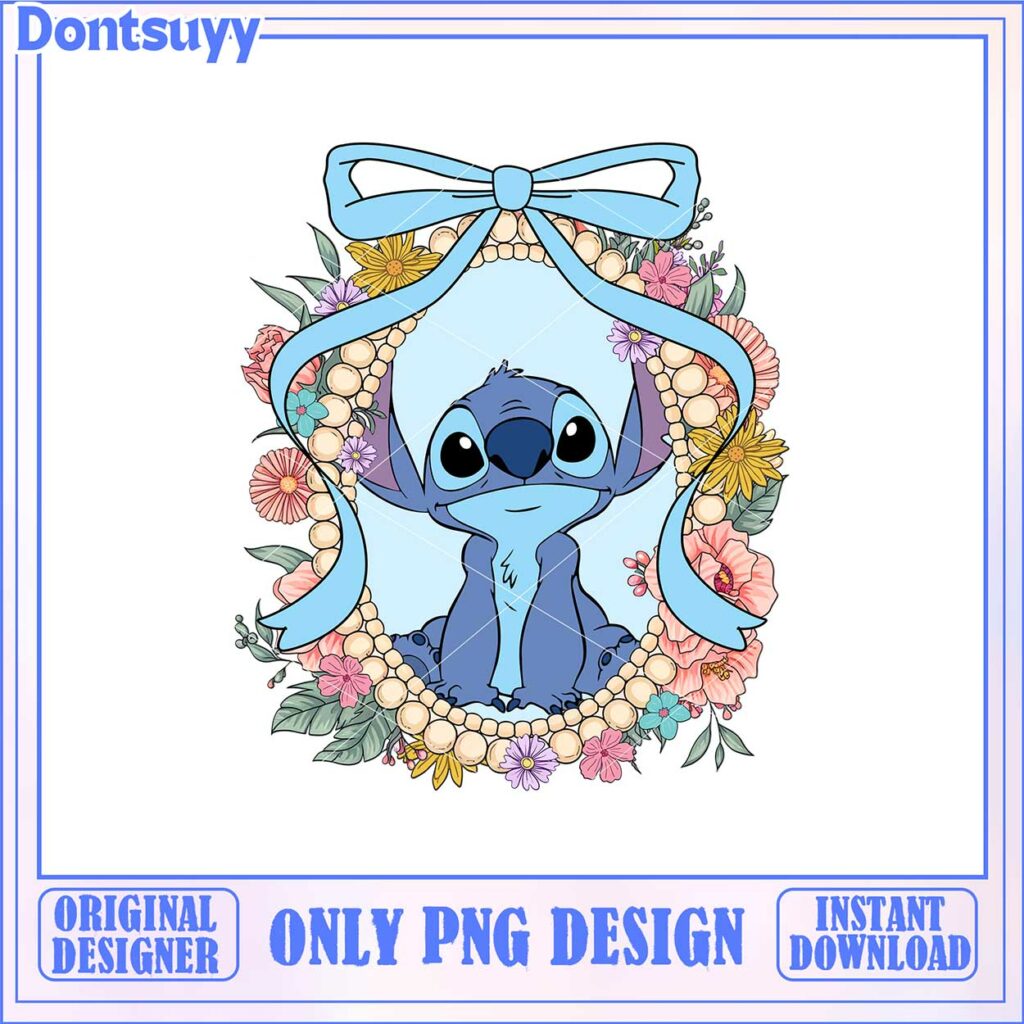 Cute Blue Character in Floral Frame PNG Instant Download Design - High ...