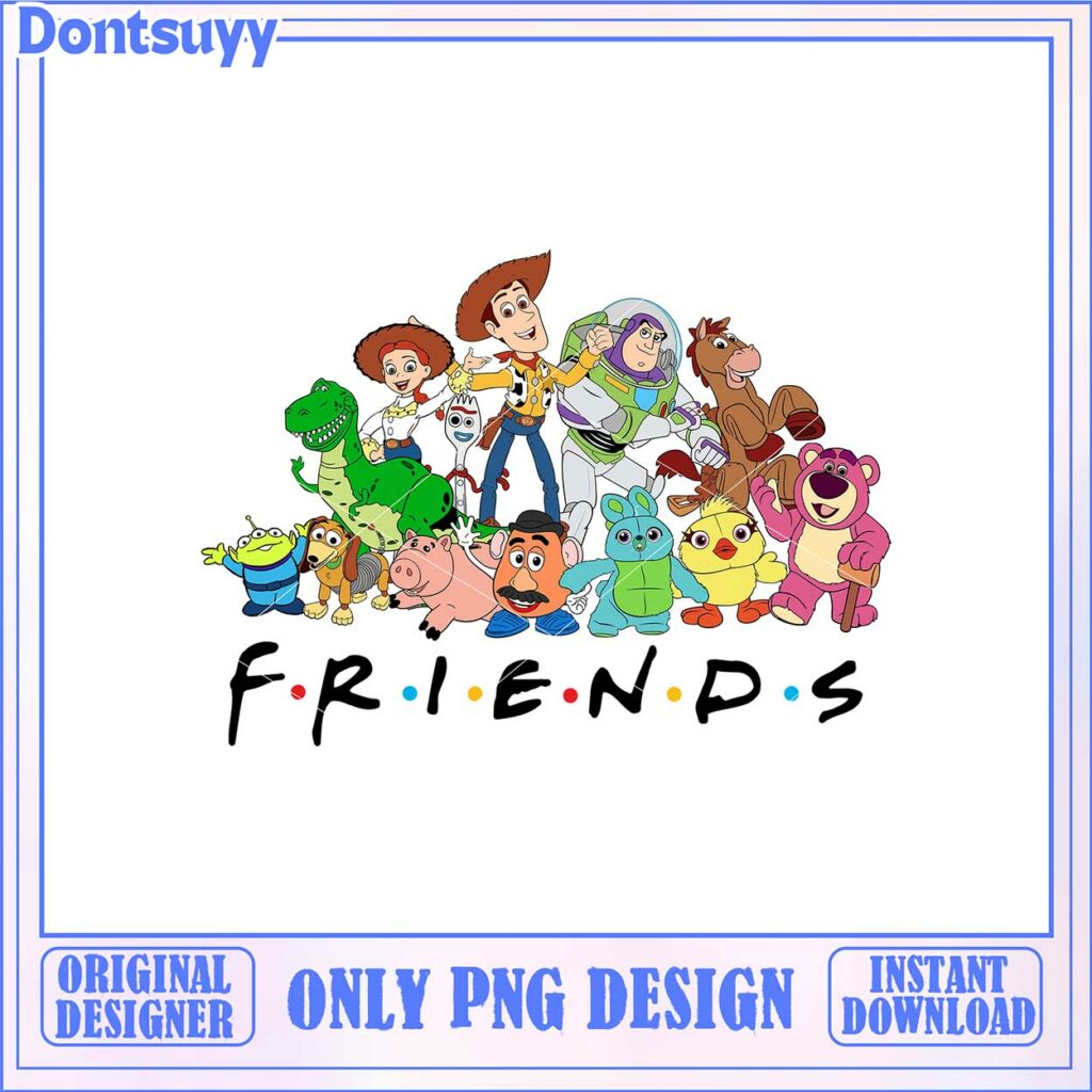 Colorful Cartoon Friends Group PNG Instant Download Design Art - High ...