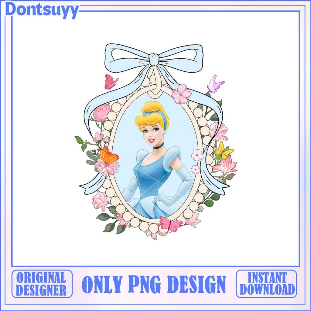 Cinderella Floral Frame PNG Design for Instant Download Unique Art ...