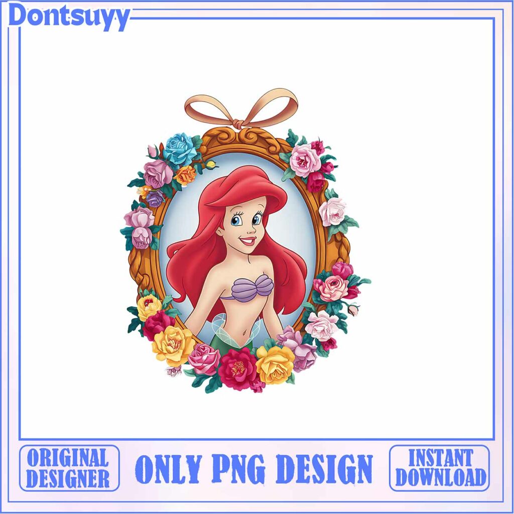 Ariel Floral Frame PNG Design for Instant Downloadable Artwork - High ...