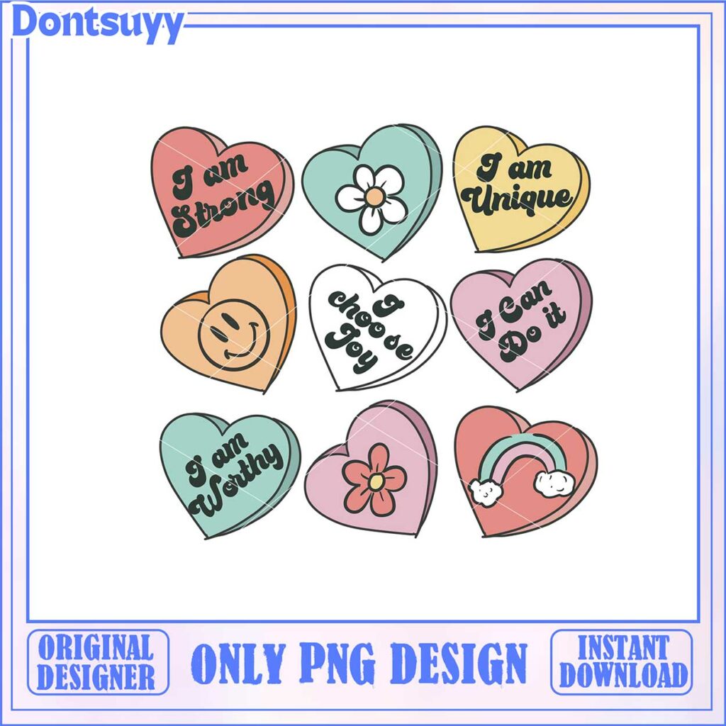 Positive Affirmation Heart Designs PNG Download for Instant Use - High ...