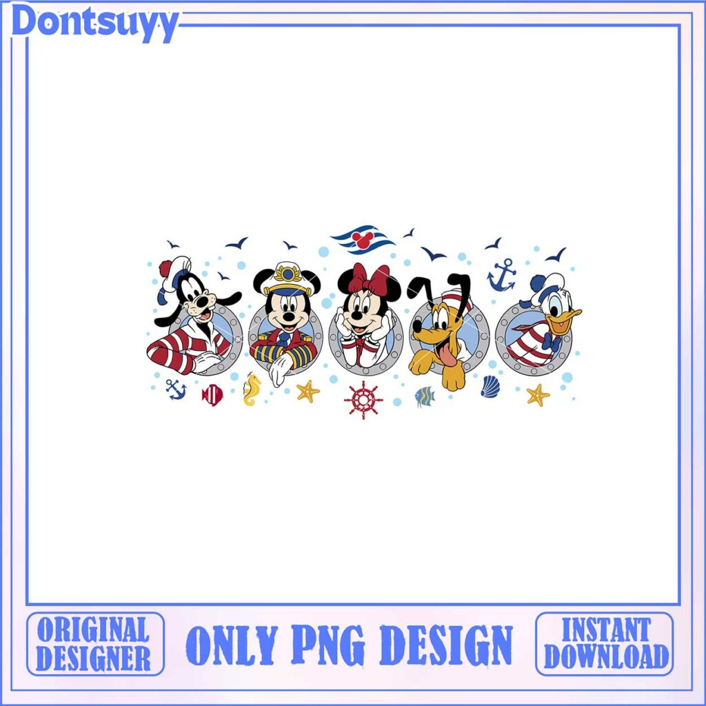 Nautical Themed Cartoon Characters PNG Instant Download Design - High ...