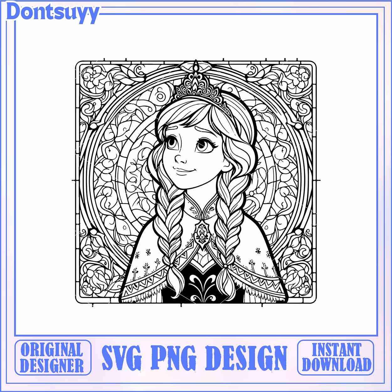 Princess Character Coloring Page SVG for Art Projects Download - High ...