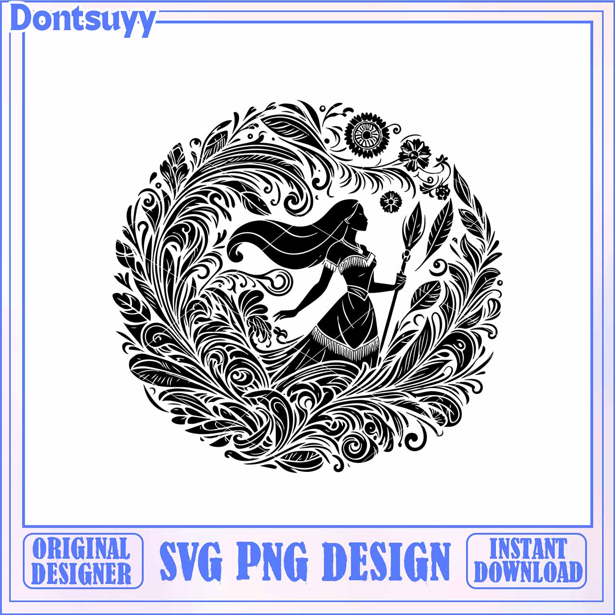 Elegant Woman in Floral Circle SVG Product for Instant Download - High ...