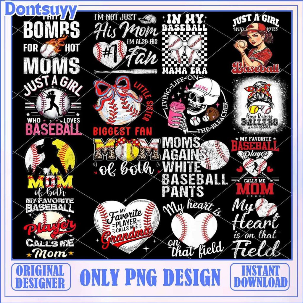 Baseball Mom Quotes PNG Bundle for Instant Download - High-quality SVG ...