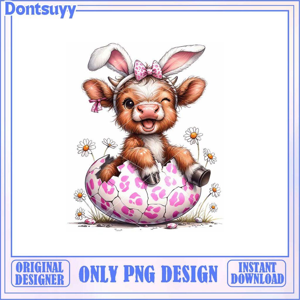 Cute Easter Calf with Bunny Ears PNG Digital Download - High-quality ...