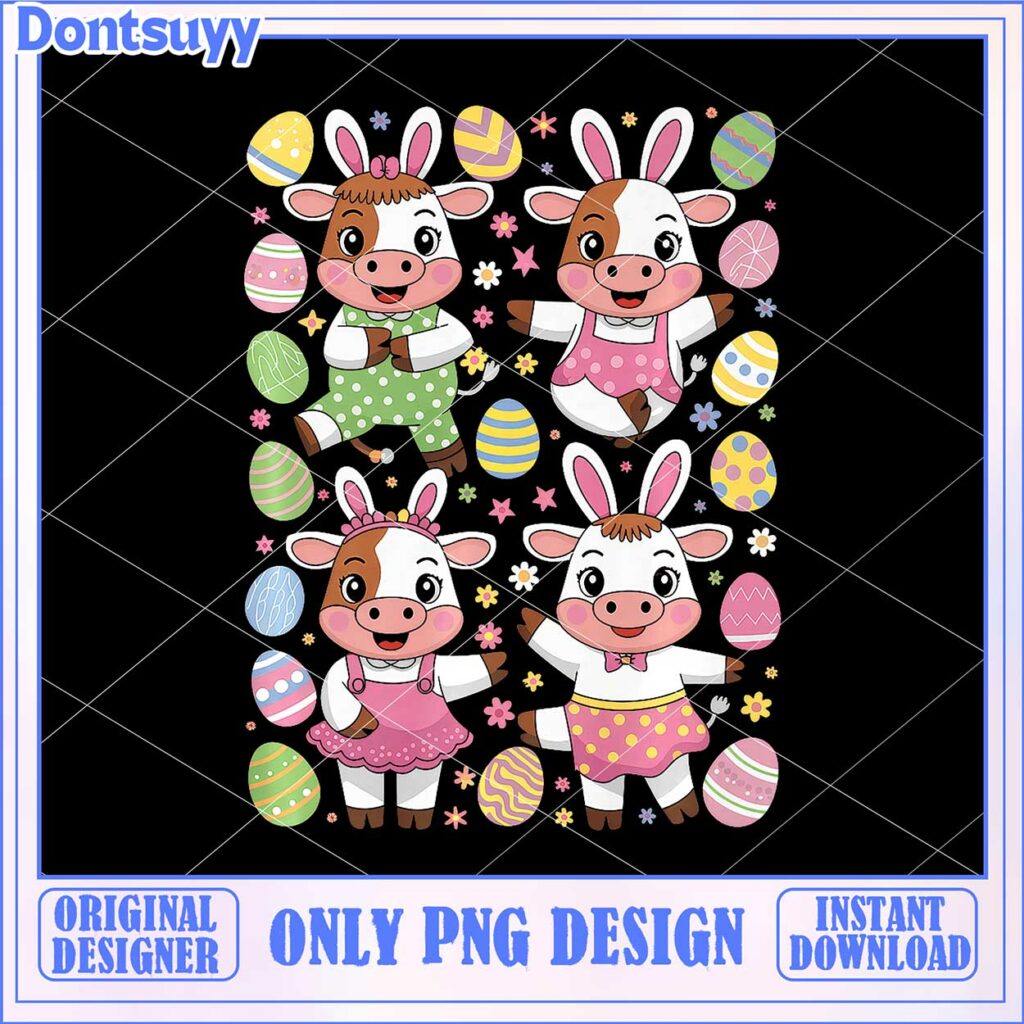 Cute Easter Cow and Bunny PNG Clipart Design - High-quality SVG and PNG ...
