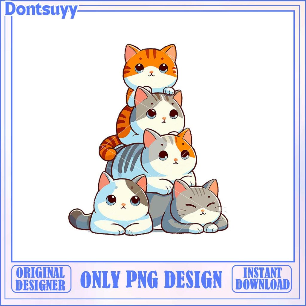 Cute Cartoon Cats Stack PNG Design for Download - High-quality SVG and ...