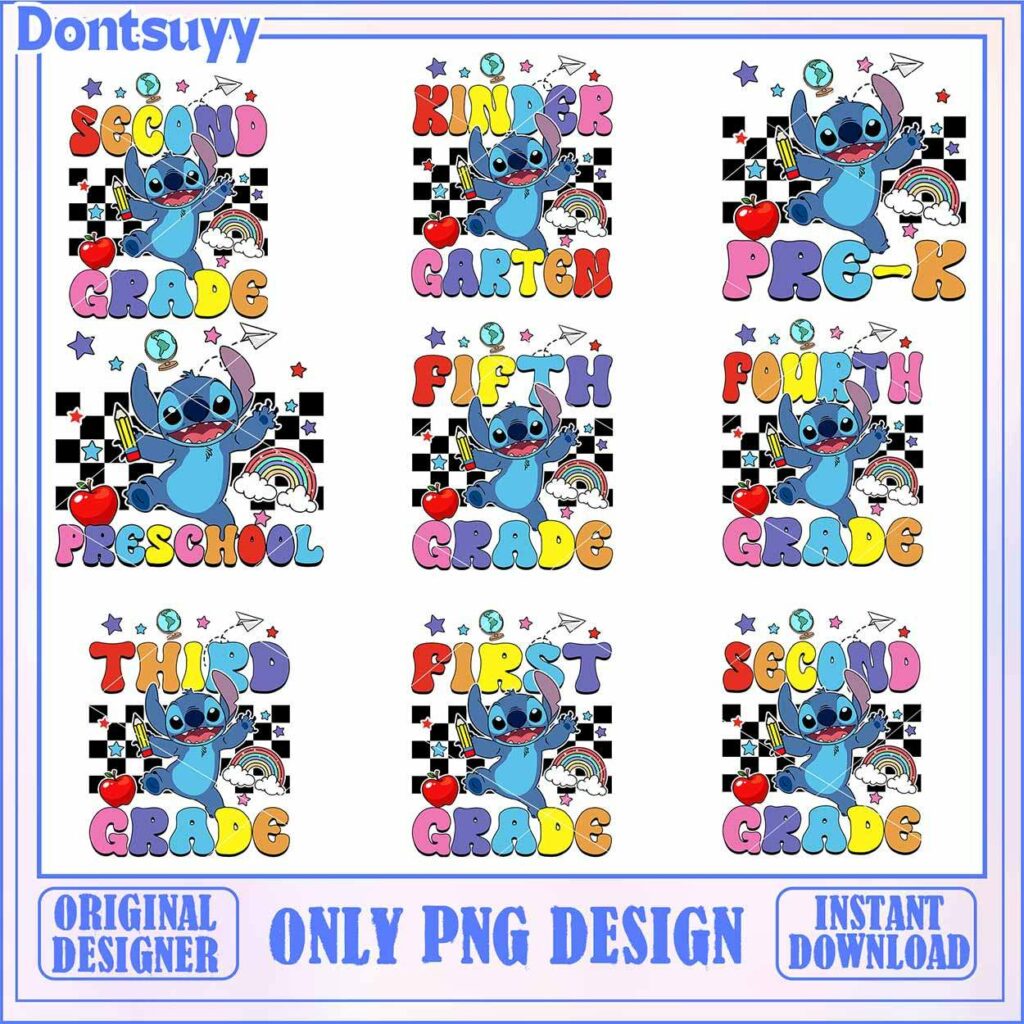 Stitch Grade PNG Bundle PreK-5th - High-quality SVG and PNG files for ...