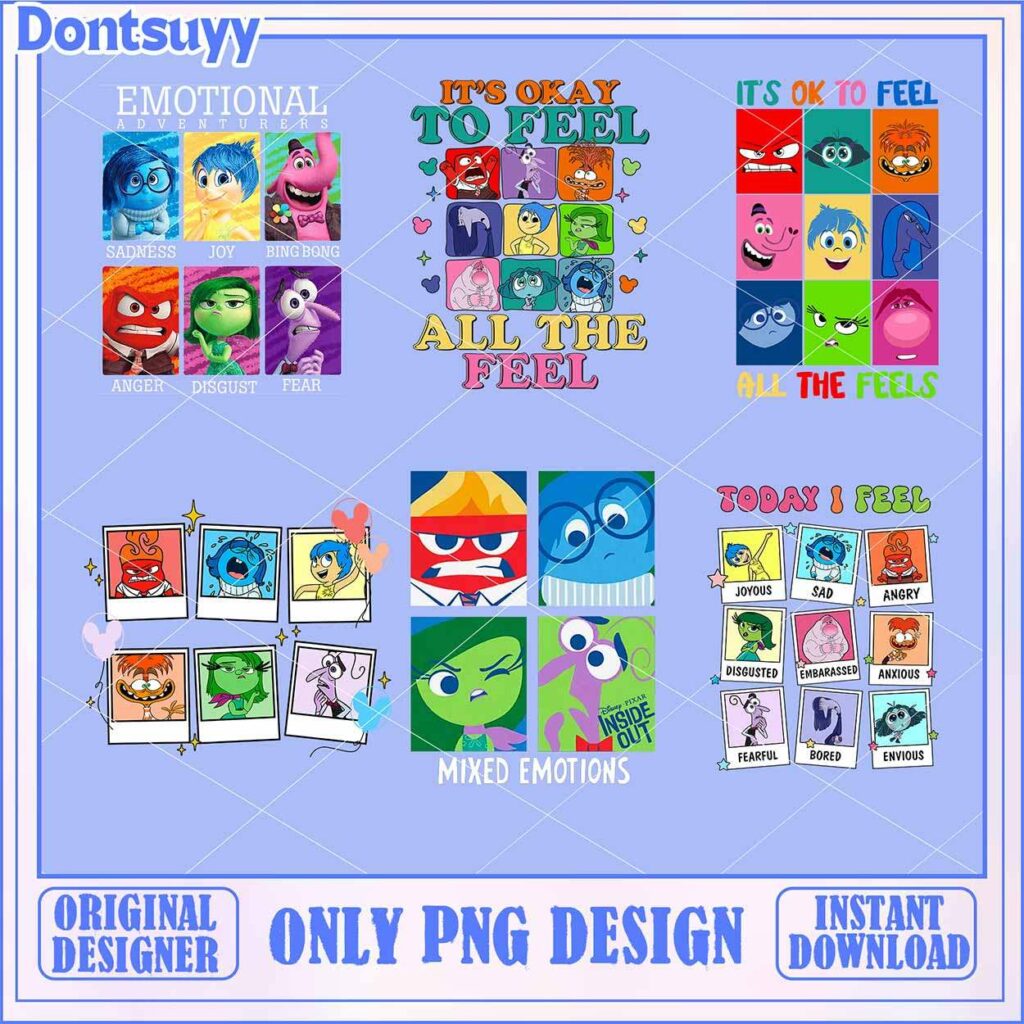 Inside Out PNG Bundle Emotions Designs - High-quality SVG and PNG files ...