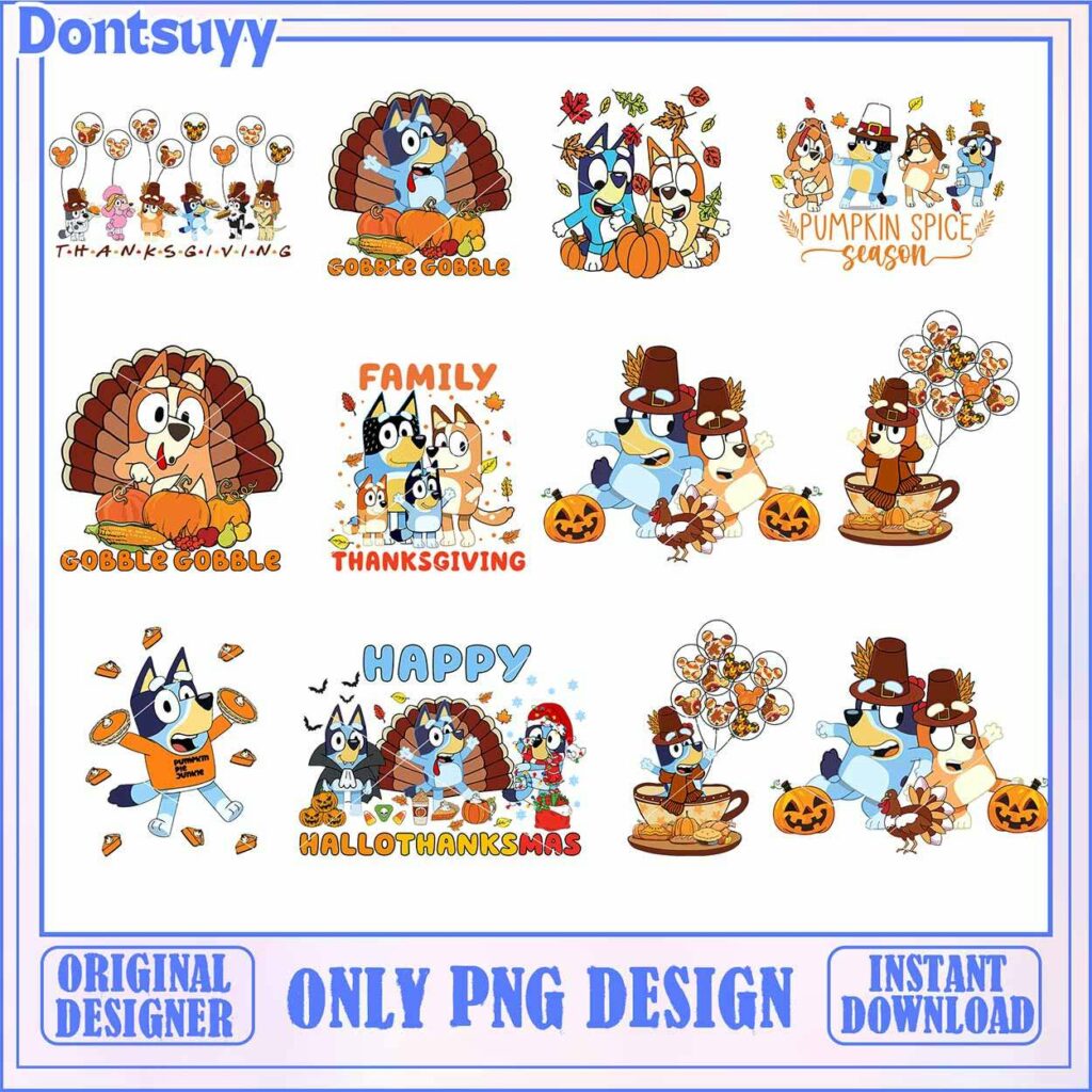 Bluey Thanksgiving PNG Bundle - High-quality SVG and PNG files for ...