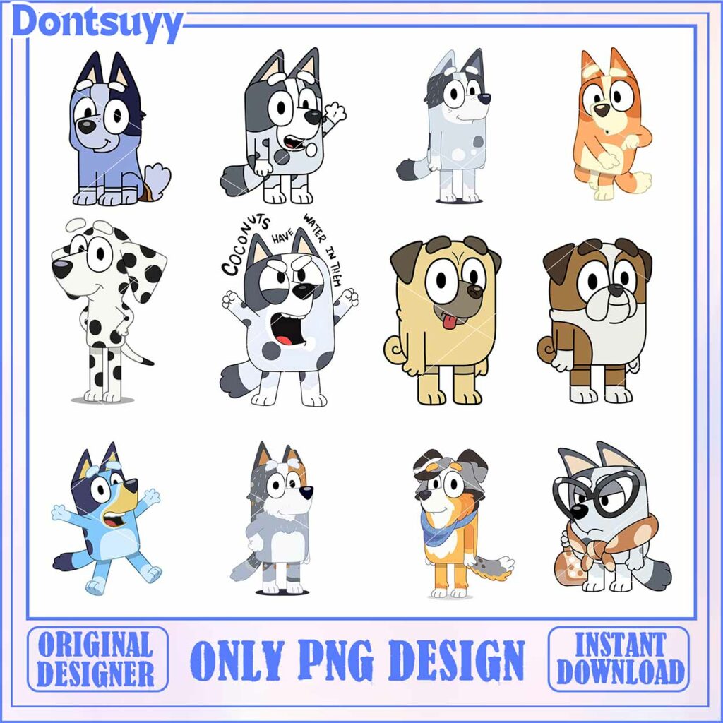 Bluey PNG Characters Instant Download - High-quality SVG and PNG files ...
