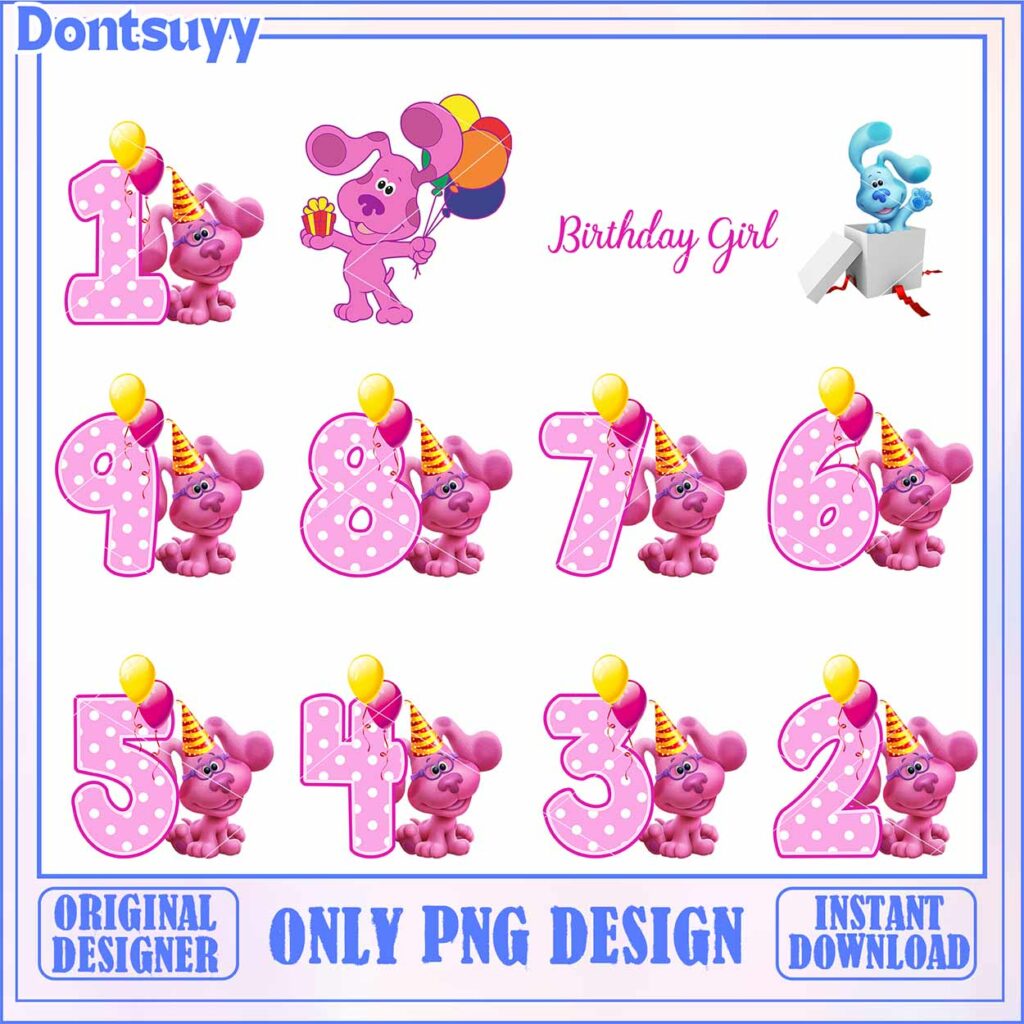Bluey Birthday Girl PNG Numbers - High-quality SVG and PNG files for ...