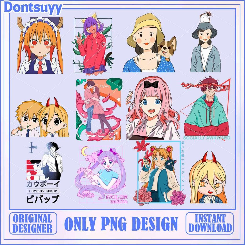 Anime Girl PNG Bundle Instant Download - High-quality SVG and PNG files ...