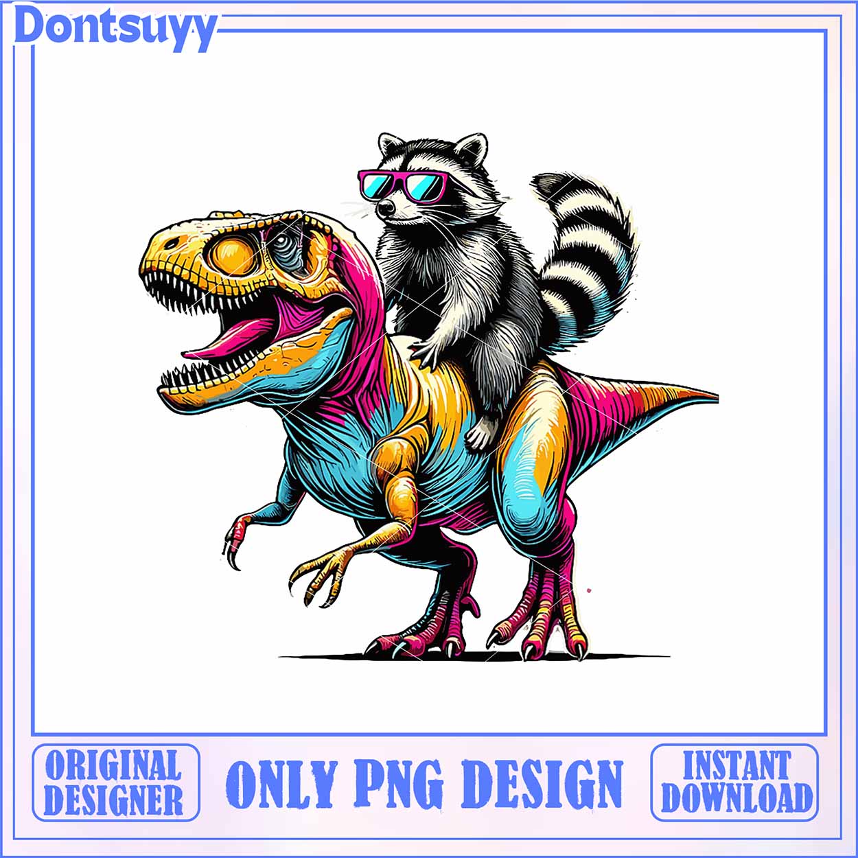 Raccoon Riding T-Rex PNG Design - High-quality SVG and PNG files for ...