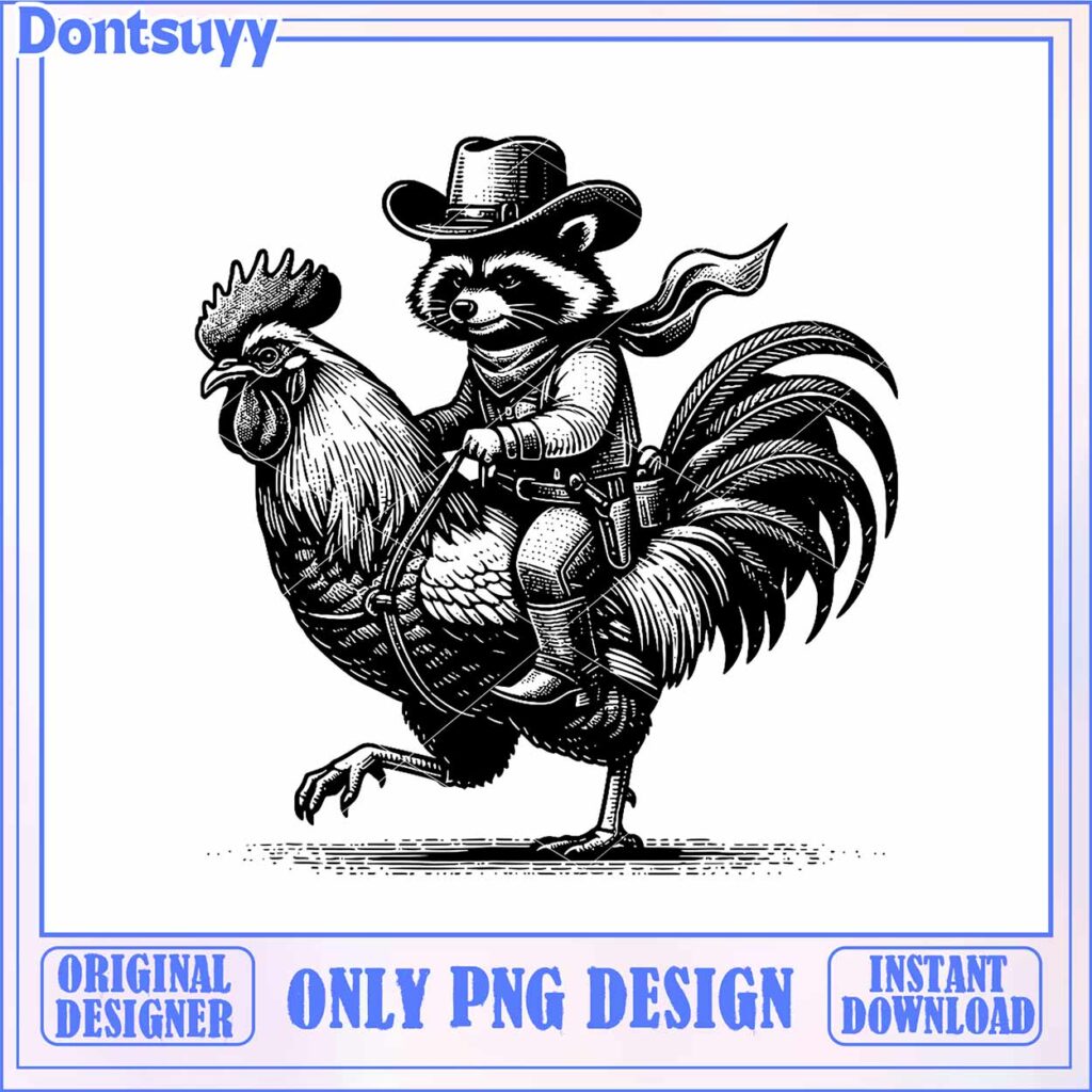 Cowboy Raccoon Rooster PNG Design - High-quality SVG and PNG files for ...